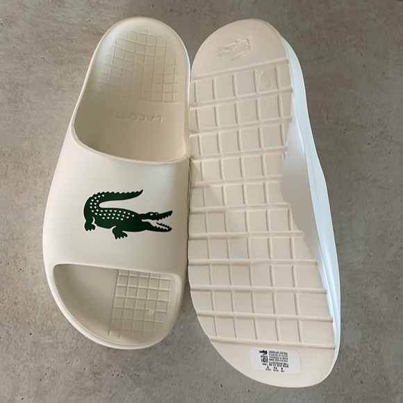 Lacoste | Shoes | New White Mens Croco Slides | Poshmark